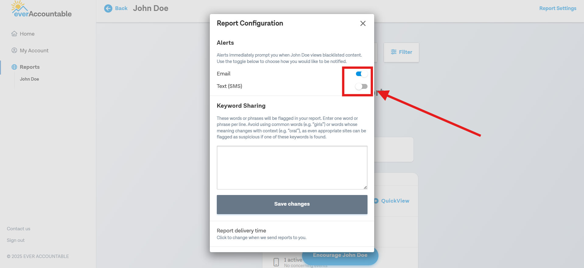 How do I setup blacklisted alert for my partner? – Ever Accountable