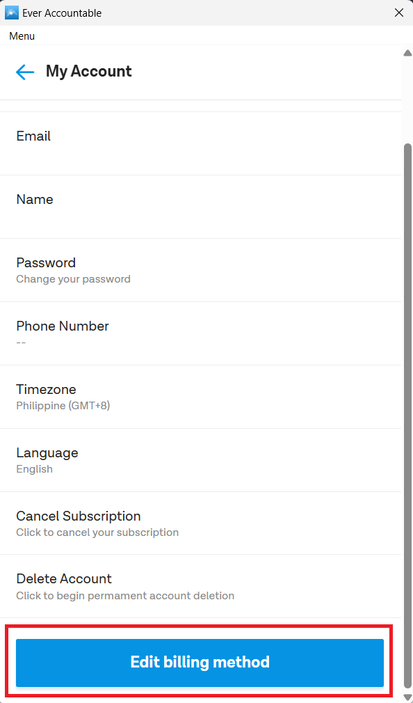 How to Update My Billing Information? – Ever Accountable